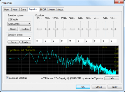AC3Filter:Equalizer page - AC3FILTER